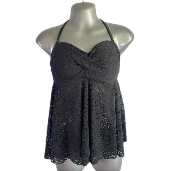 Kona Sol | Swim | Kona Sol Black Mesh Fly Away Tankini Top Nwt Size ...